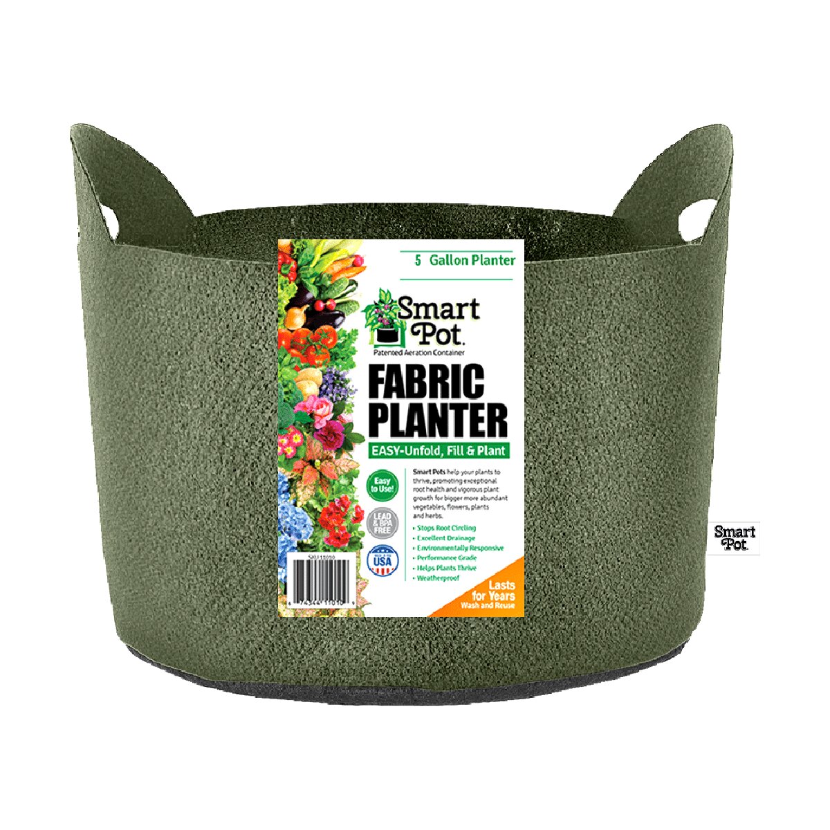 High Caliper Multi-Purpose Fabric Growbag Green w/ Hand | SiteOne