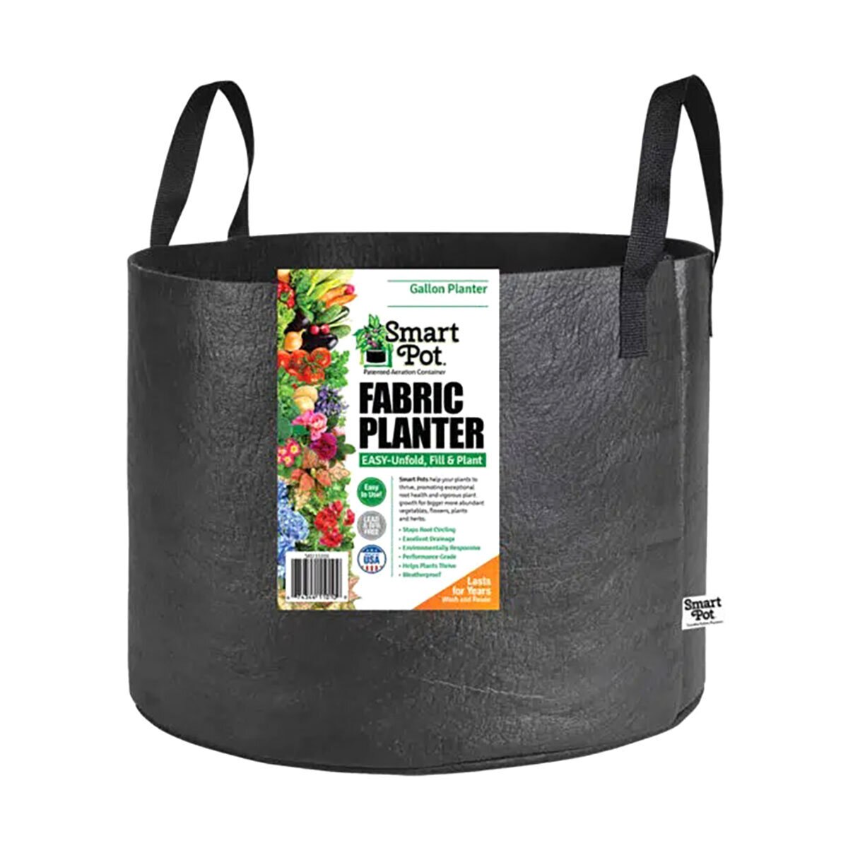 High Caliper Smart Pot Fabric Planter Salad & Herb Black w/ Handles 10 ...