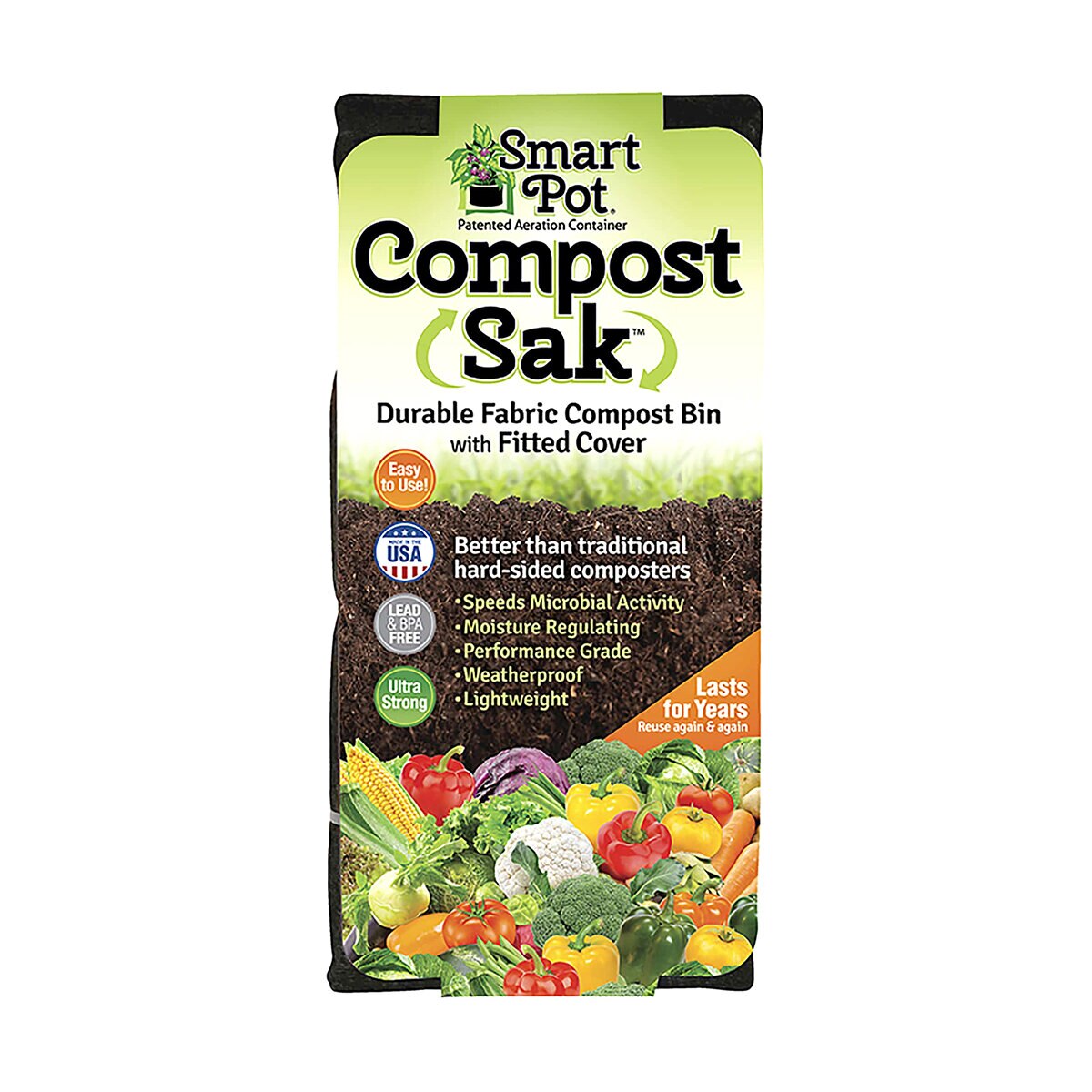 High Caliper Smart Pot Compost Sak Fabric Black w/ Plastic Fitted Cover ...