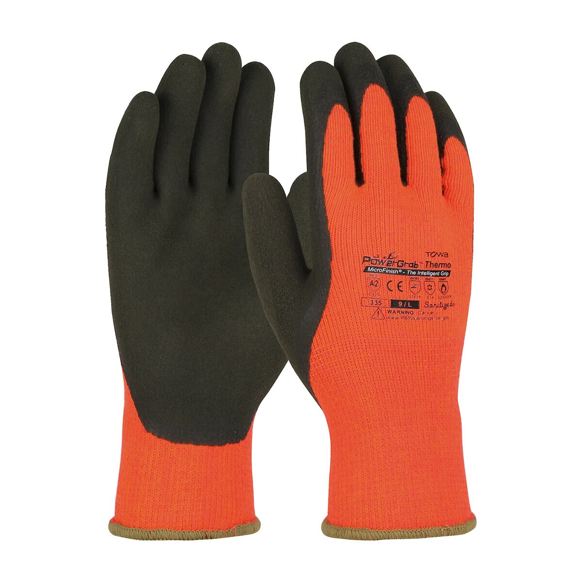 POWERGRAB THERMO HI-VIS SEAMLESS KNIT ACRYLIC TERRY GLOVE WITH LATEX ...