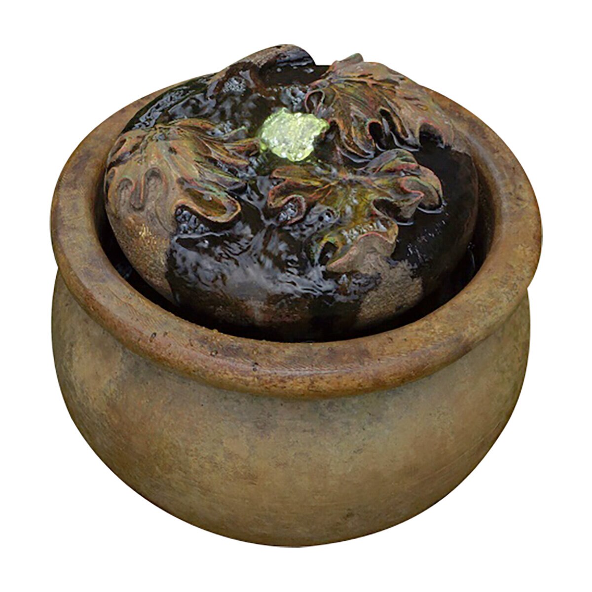 Henri Fountain Short Maple Leaf Patio Bubbler Relic Hi-Tone 17 in. x 15 ...