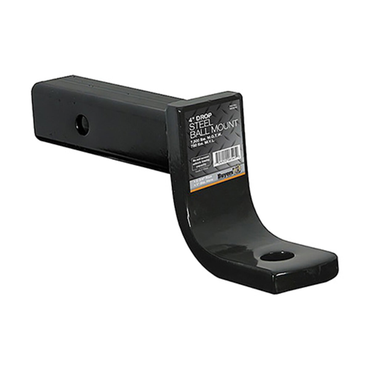 2 Inch Ball Mount With 4 Inch Drop x 8 Inch Long Tube Black | SiteOne