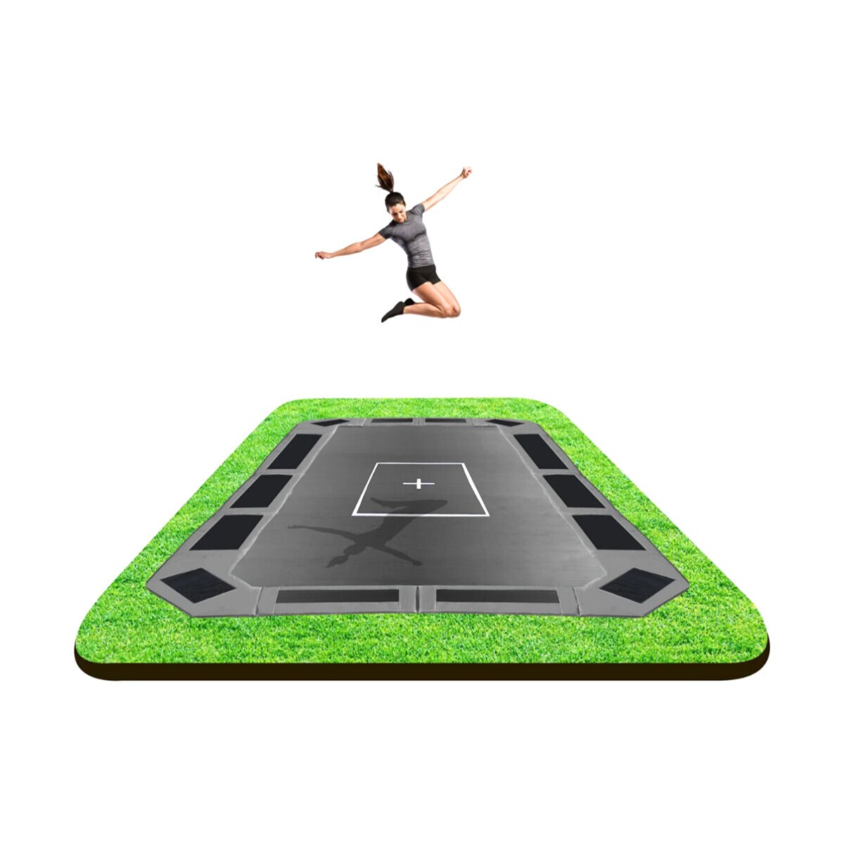TDU Rectangular Trampoline Kit 10 ft. x 17 ft. (Included w/ Pad & Wall ...