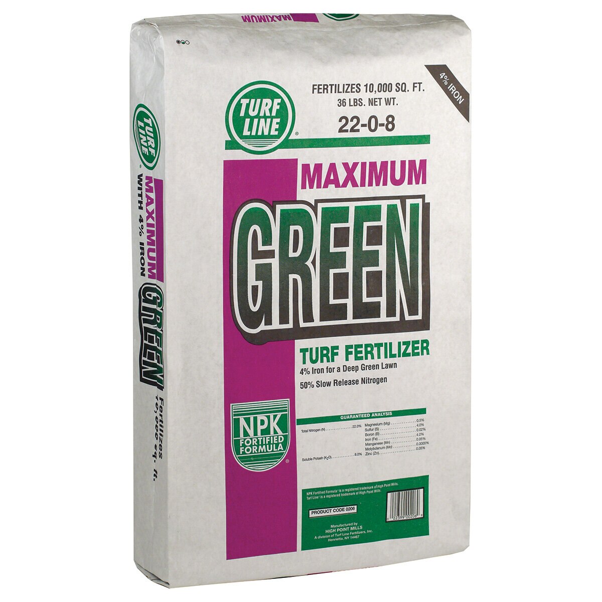 Maximum Green Turf Fertilizer 22-0-8 w/4% Iron 18 lb. (Covers 5,000 sq ...