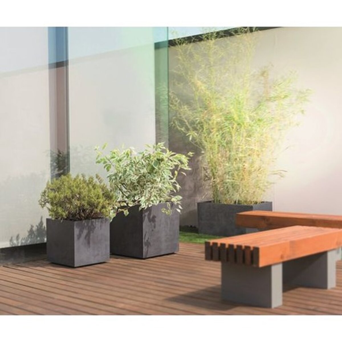 Deroma Planter Millenium Cube Plastic Anthracite 19.3 in | SiteOne