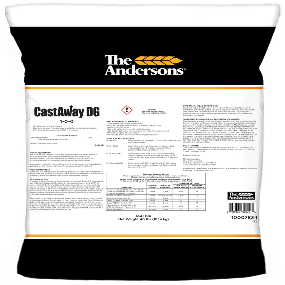 The Andersons CastAway DG 1-0-0 Tea Seed Meal Granular Fertilizer 40 lb ...