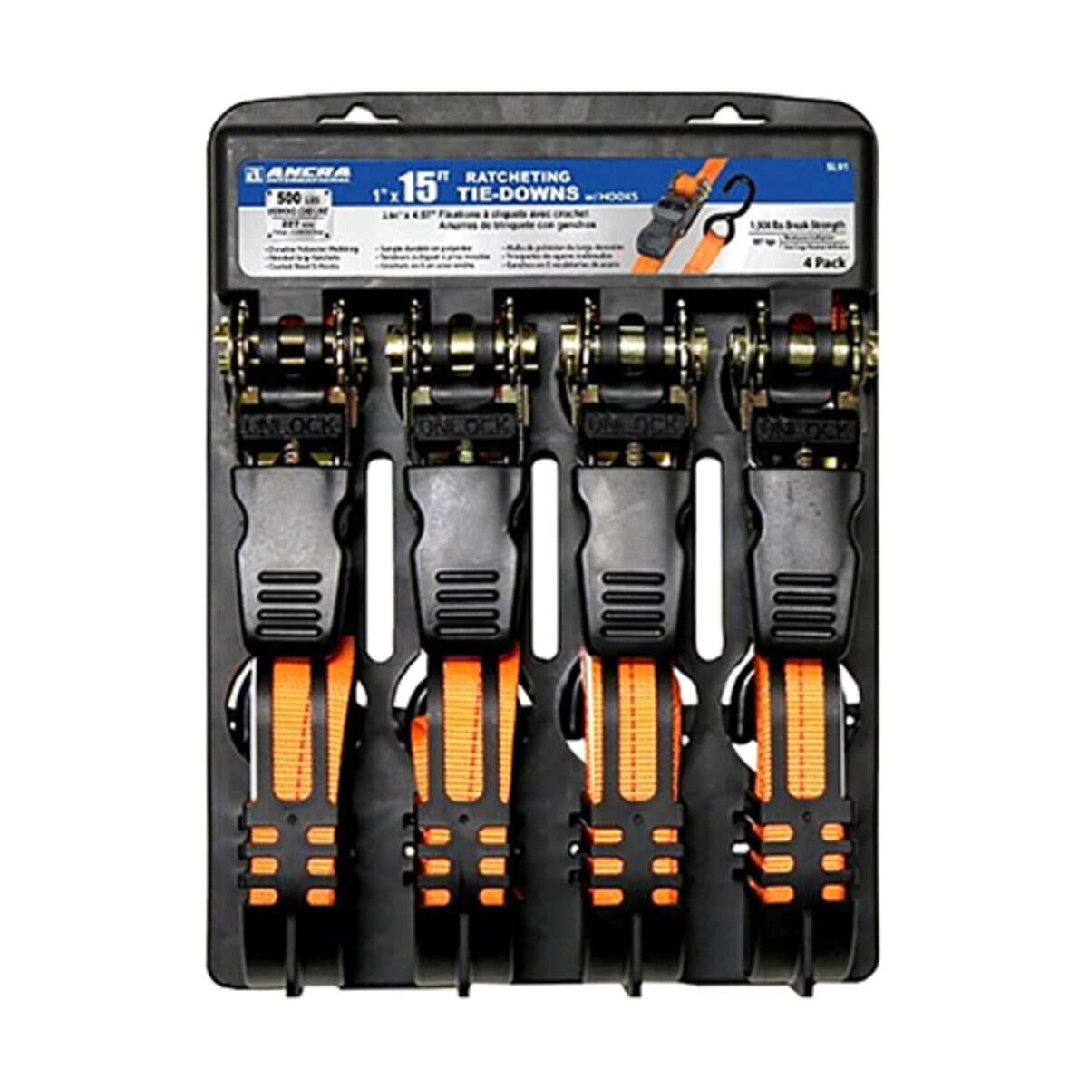 Ancra Ratchet Tie-Down Strap with S-HookPlastic Frame 1 in. x 15 ft. 4 ...