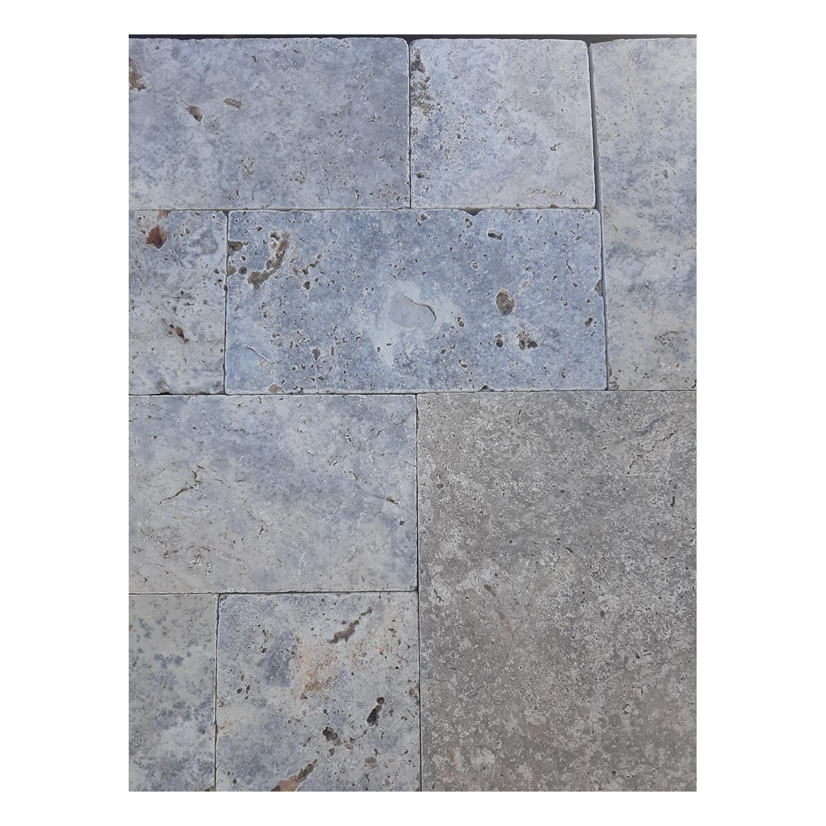 Dimensional Silver Travertine Tumbled 3pc Roman Pattern 1 3/16 in. (150 ...