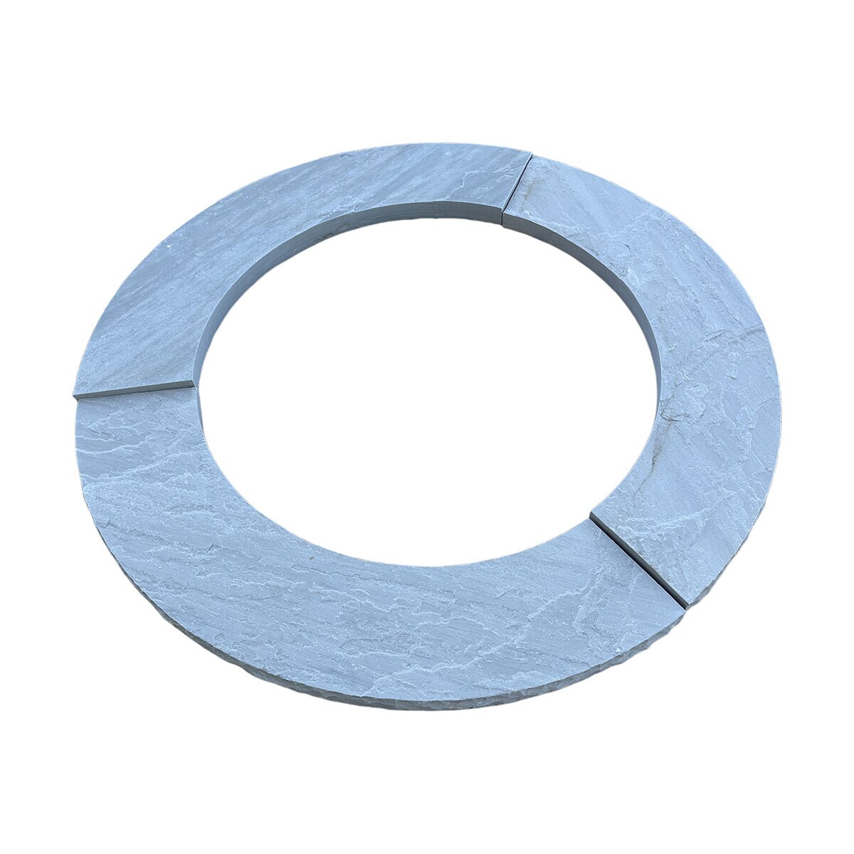 Castle Grey Sandstone Fire Pit Cap Sawn Inside Rockface Outside 2 in. x ...