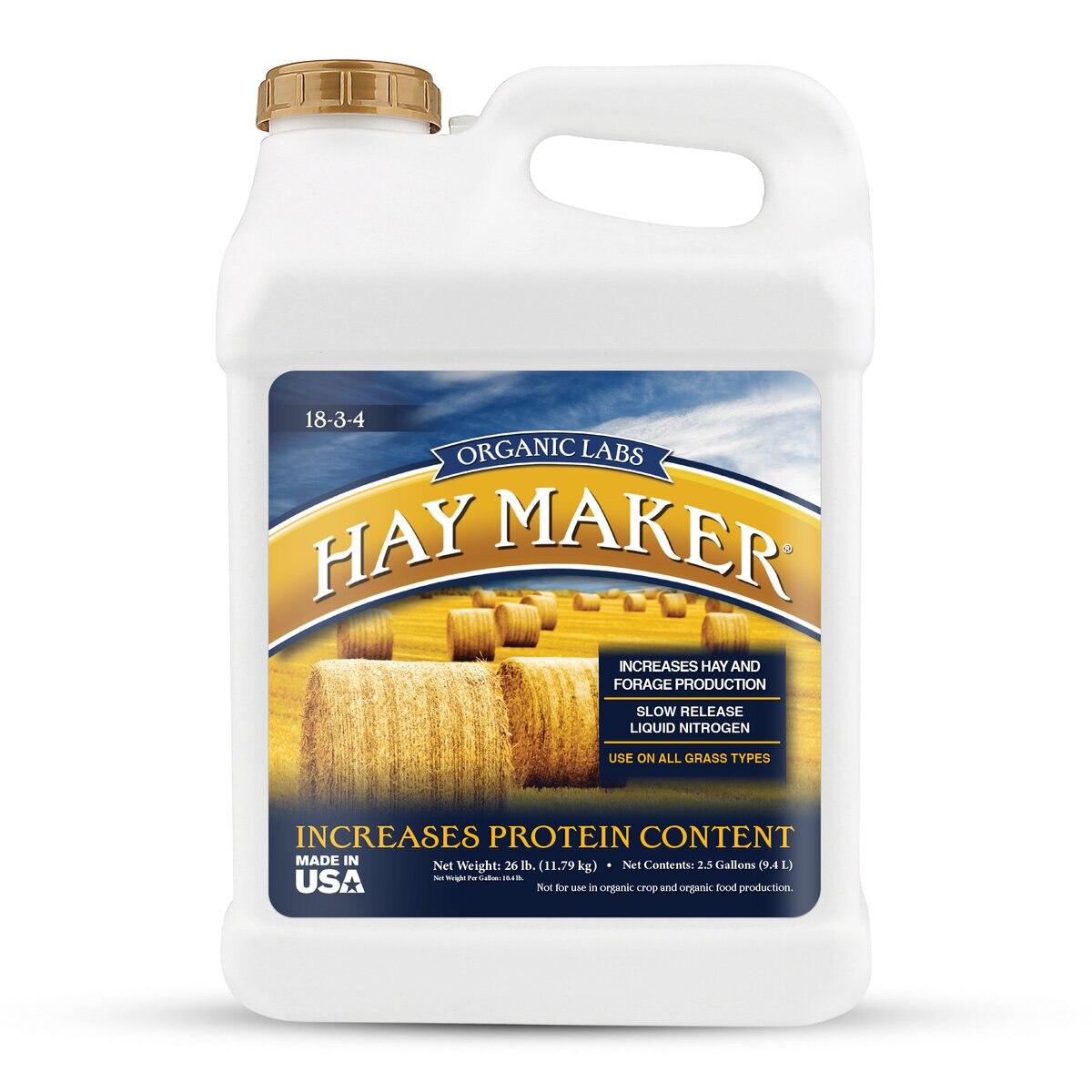 Organic Labs Hay Maker 18-3-4 Hay and Forage Crop Liquid Fertilizer 2.5 ...