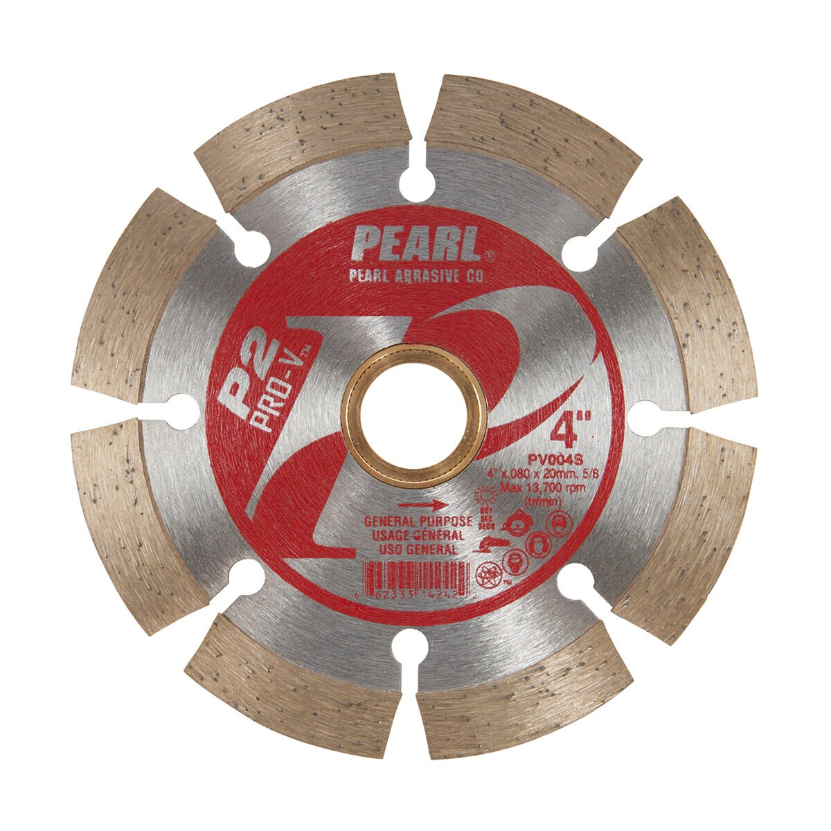 Pearl Abrasive P2 Pro-V Segmented Blade 4 in. x 0.08 in. x 20 mm - 5/8 ...