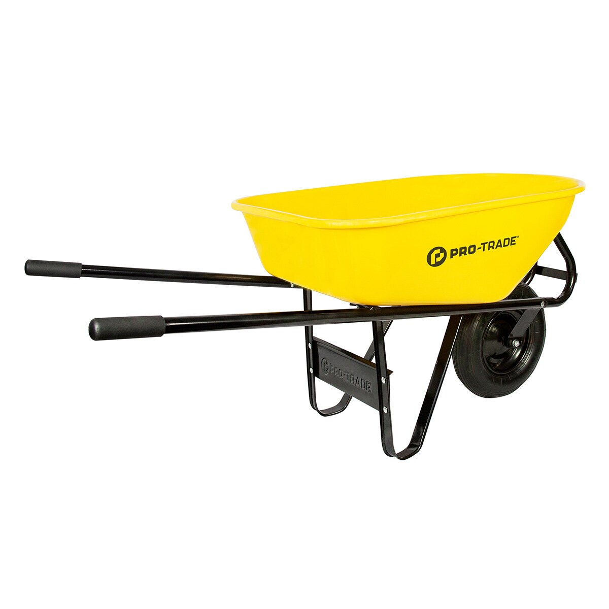 Pro-Trade Wheelbarrow 6 cu. ft. Steel Tray Pneumatic Tire Steel Handles ...