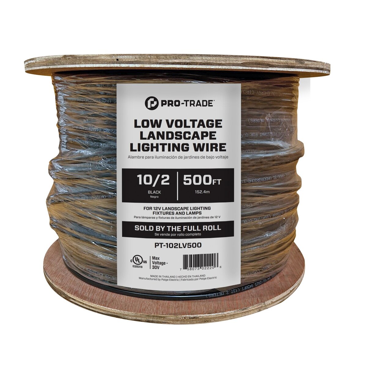 Pro-Trade Low Voltage Lighting Wire Black 10 Gauge 2 Conductor 500 ft ...
