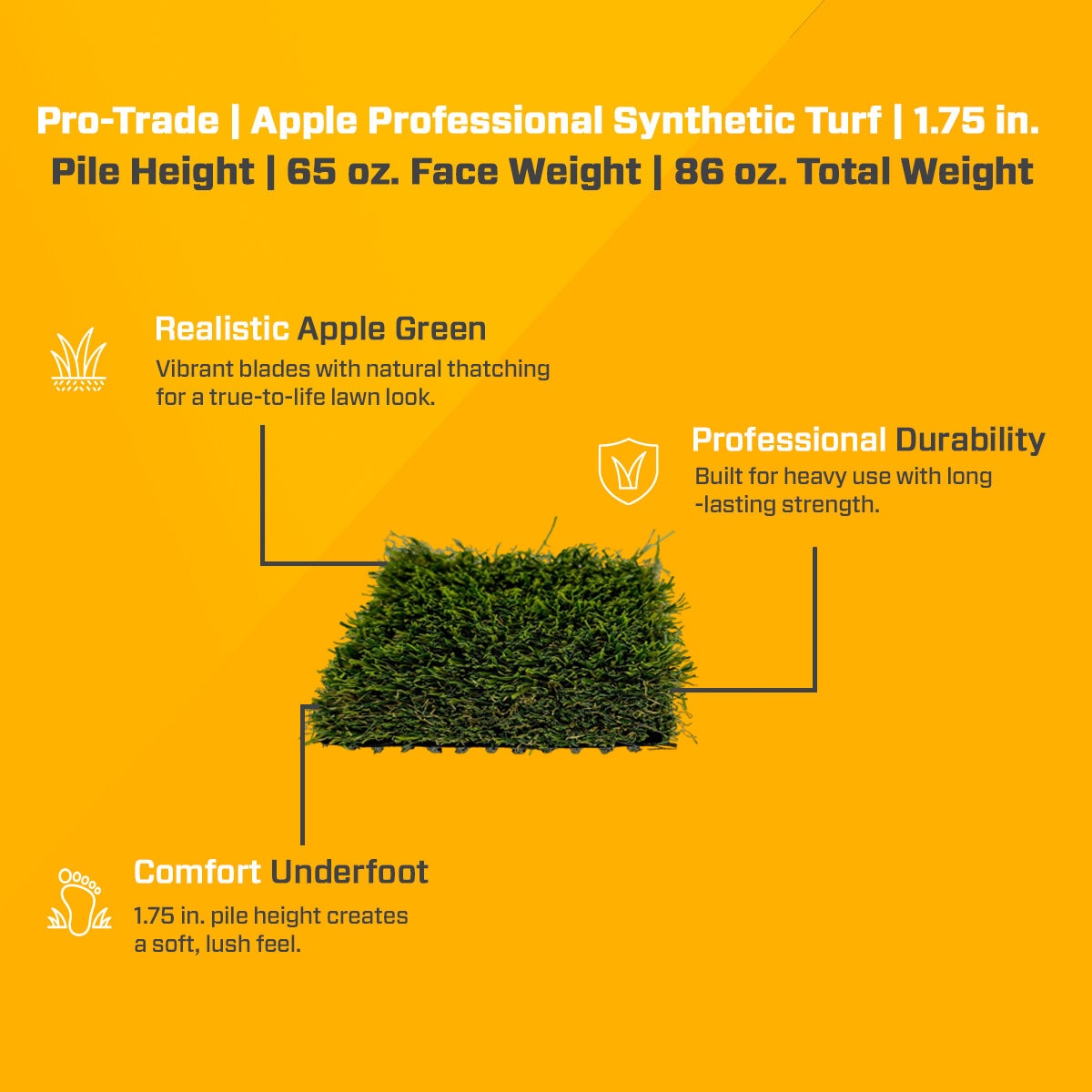 Pro-Trade Apple Professional Synthetic Turf 65 oz. Face Weight/86 oz ...