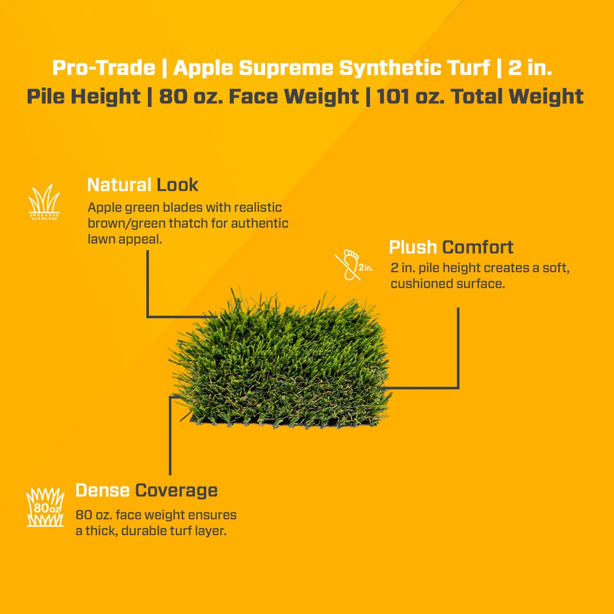 Pro-Trade Apple Supreme Synthetic Turf 80 oz. Face Weight/101 oz. Total ...