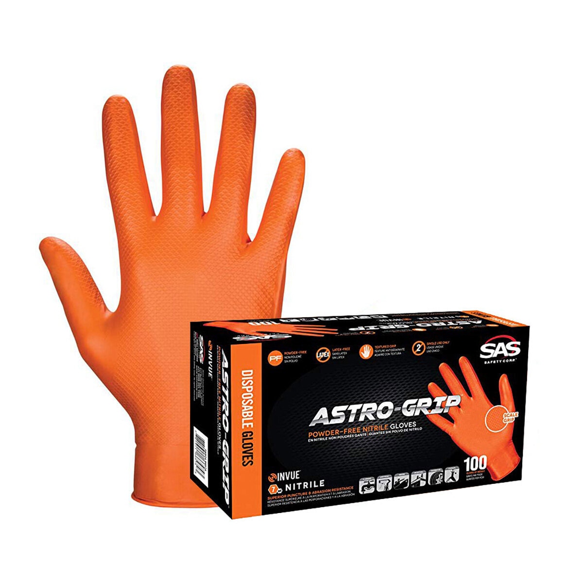 SAS Astro-Grip Powder-Free Nitrile 7 Mil Glove Orange X-Large | SiteOne