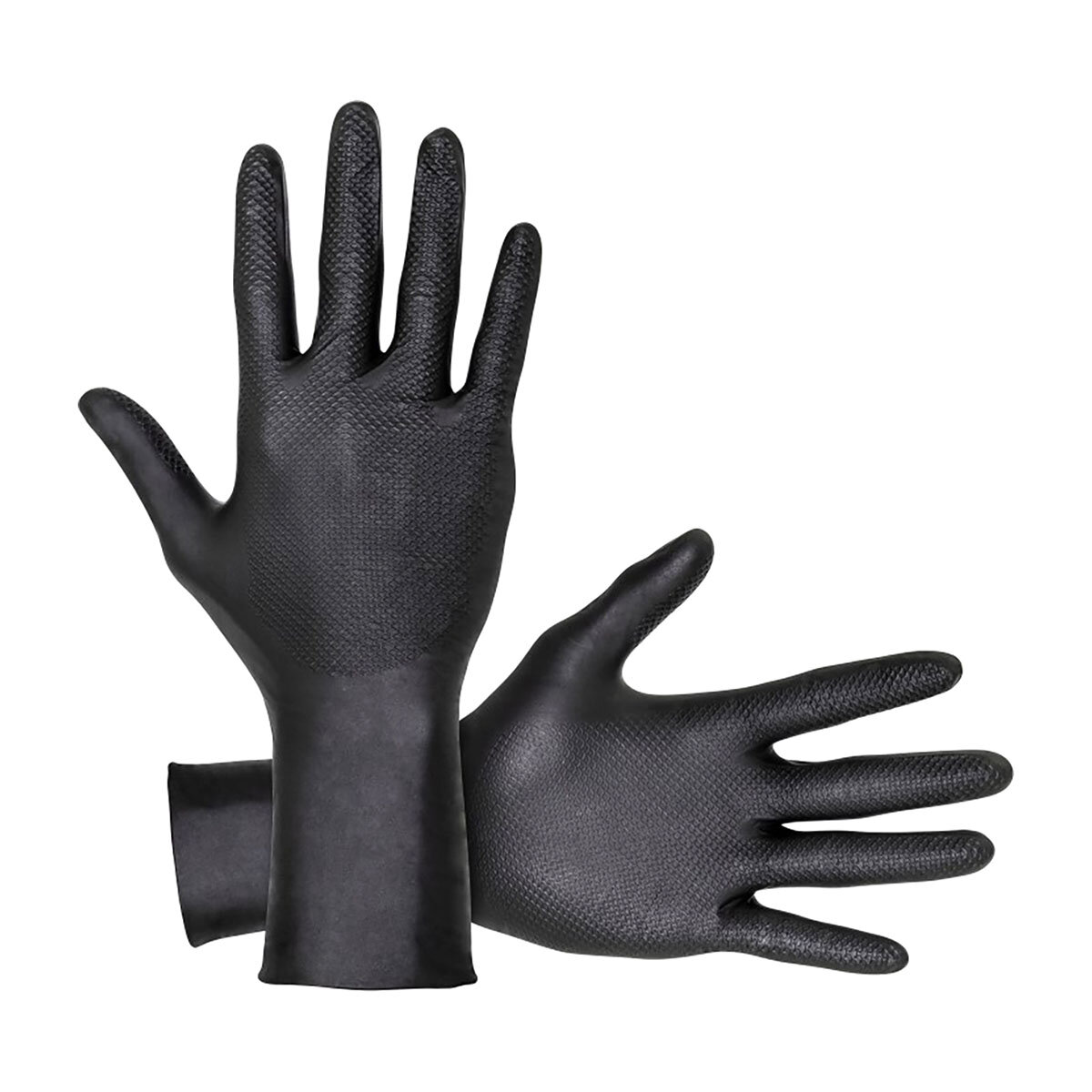 SAS Raven Extended Cuff Disposable Nitrile Gloves Black 11-1/2 in. 6 ...