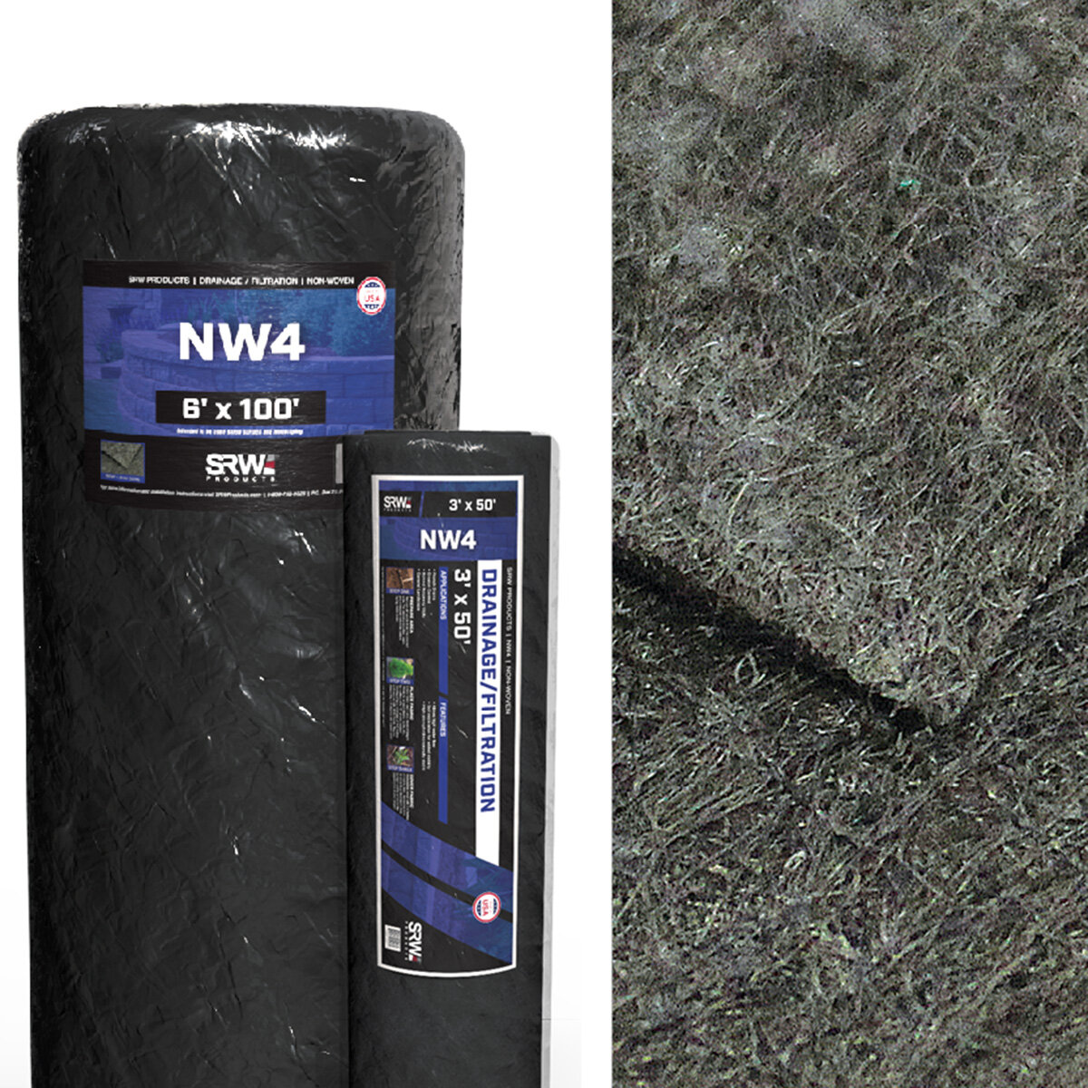 SRW NW4 4 oz. Non-Woven Needle Punched Geotextile Filter Fabric 3 ft. x ...