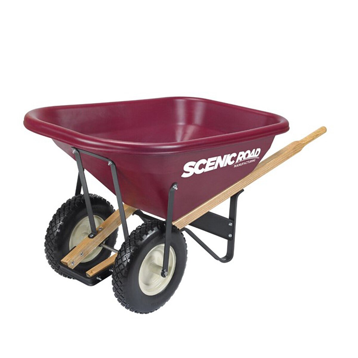 Scenic Road Dual Wheel Wheelbarrow Black Tray HDPE 32 in. W. x 48 in. L ...
