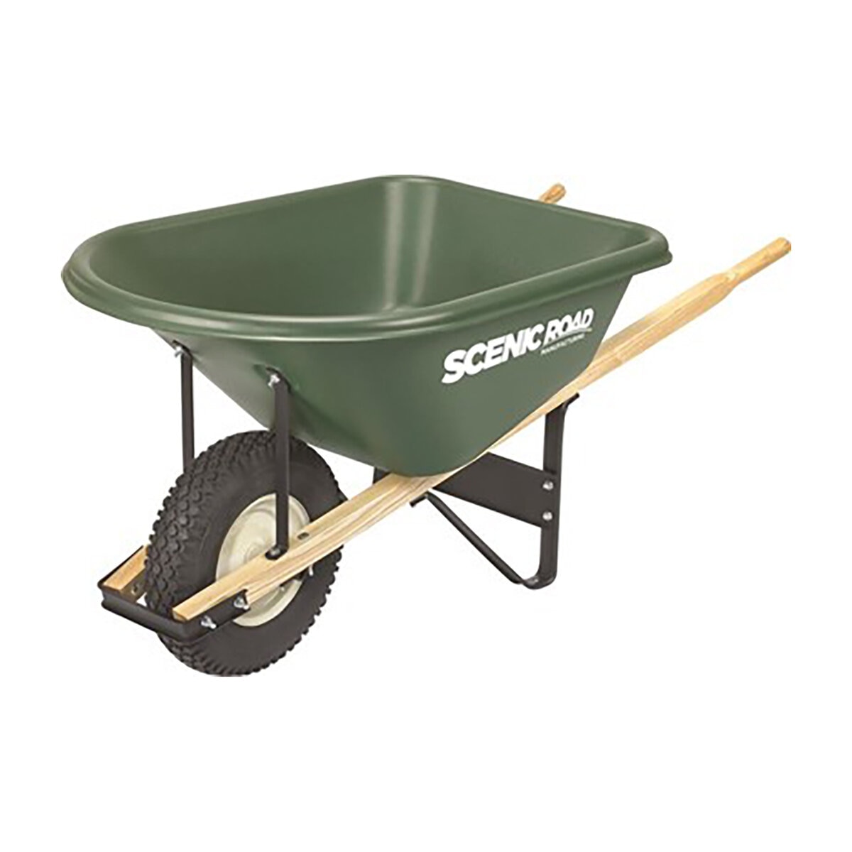 Scenic Road Wheelbarrow Single Wheel 6 cu. ft. w/4 Ply Knobby Tire ...