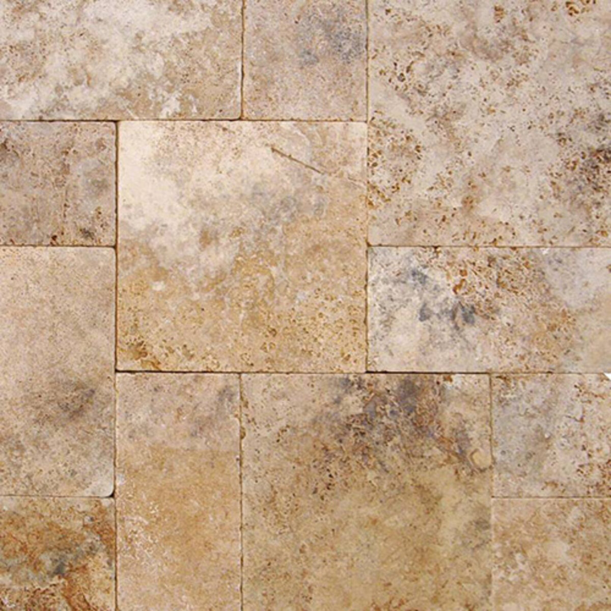 Dimensional Walnut Rustico Travertine Tumbled 3pc Roman Pattern 1 3/16 ...