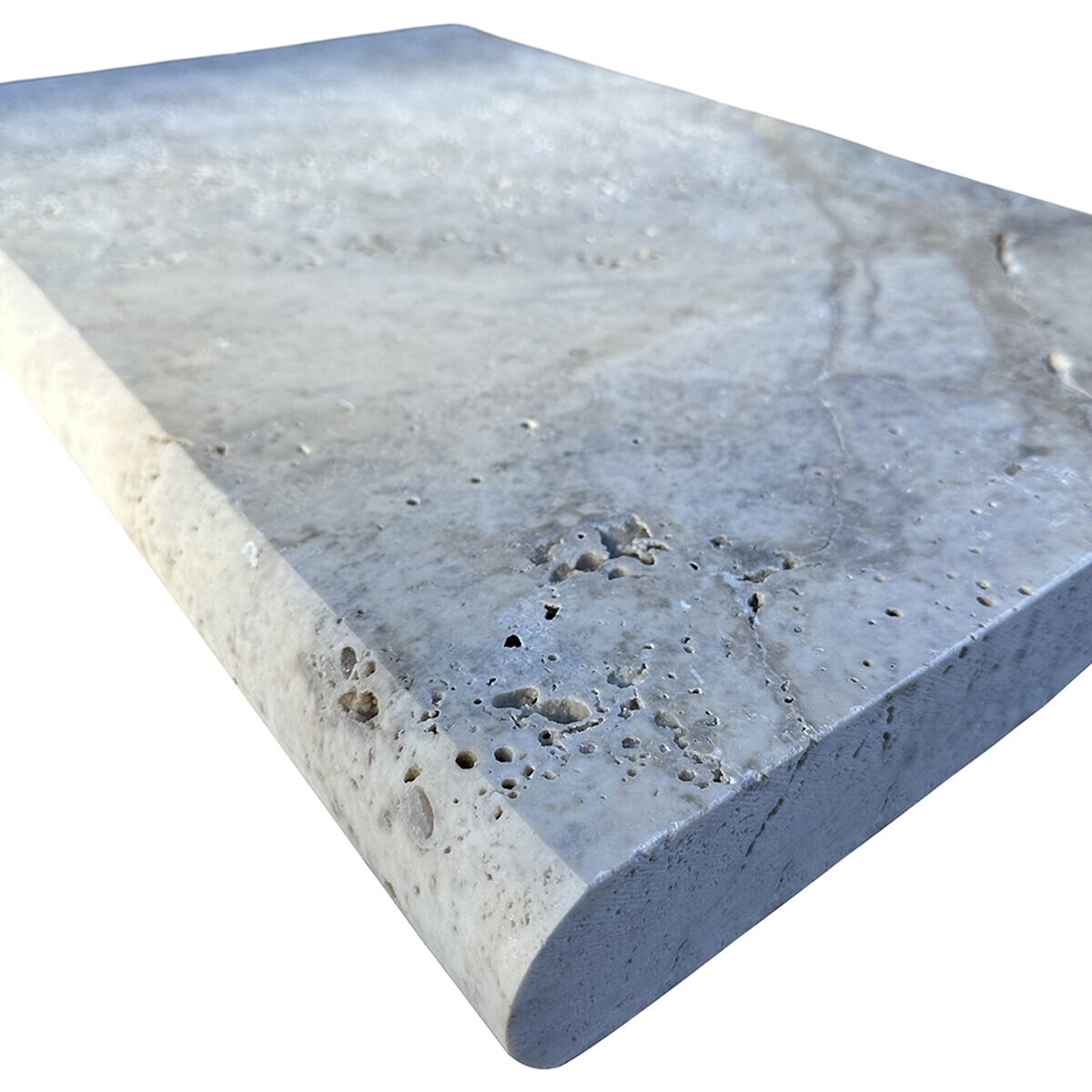Solstice Coping Silver Travertine Bullnose 2 Long 2 in. x 16 in. x 24 ...
