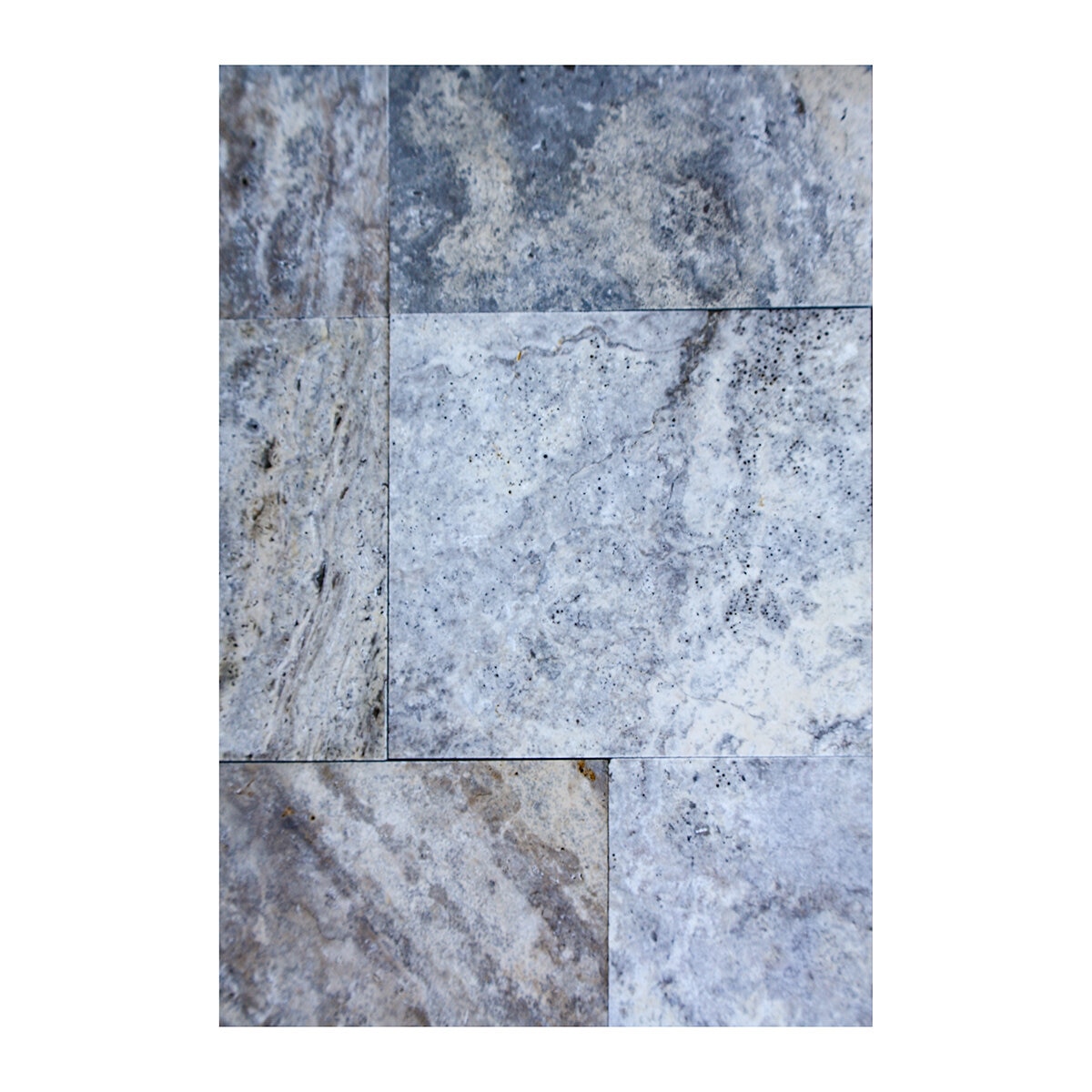 Solstice Dimensional Silver Travertine Tumbled French Pattern 1 3/16 in ...