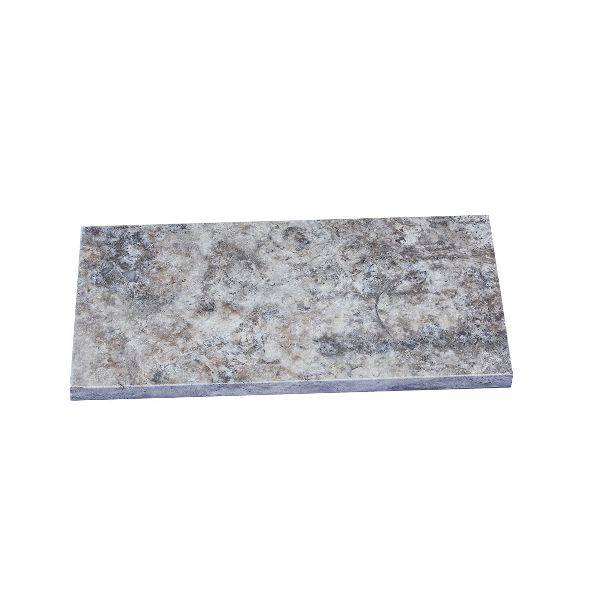 Solstice Dimensional Silver Travertine Tumbled 3 pc. Roman Pattern 1 3/ ...