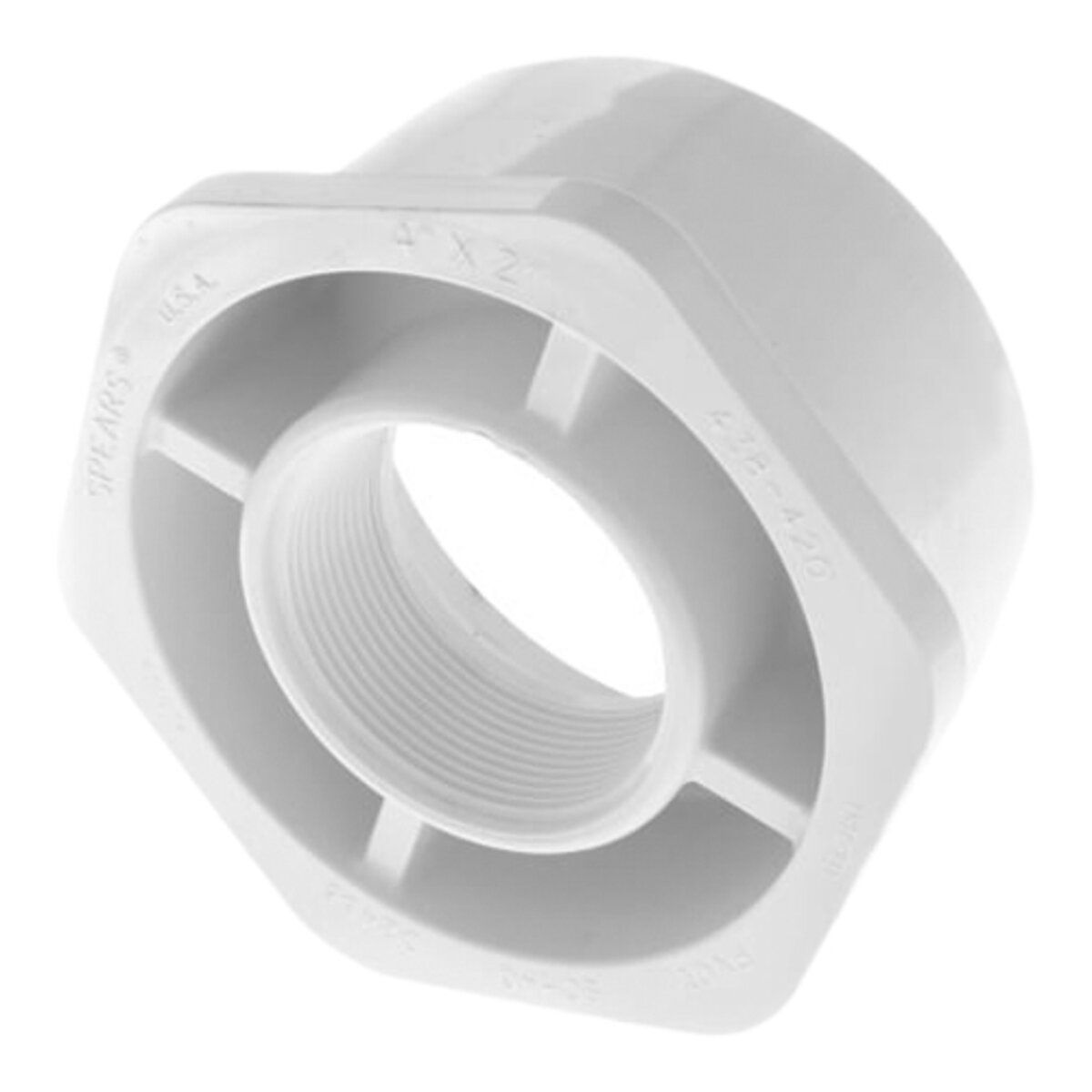 Sch 40 PVC Reducer Bushing Flush Style 4 in. x 2 in. Spigot x FIPT ...