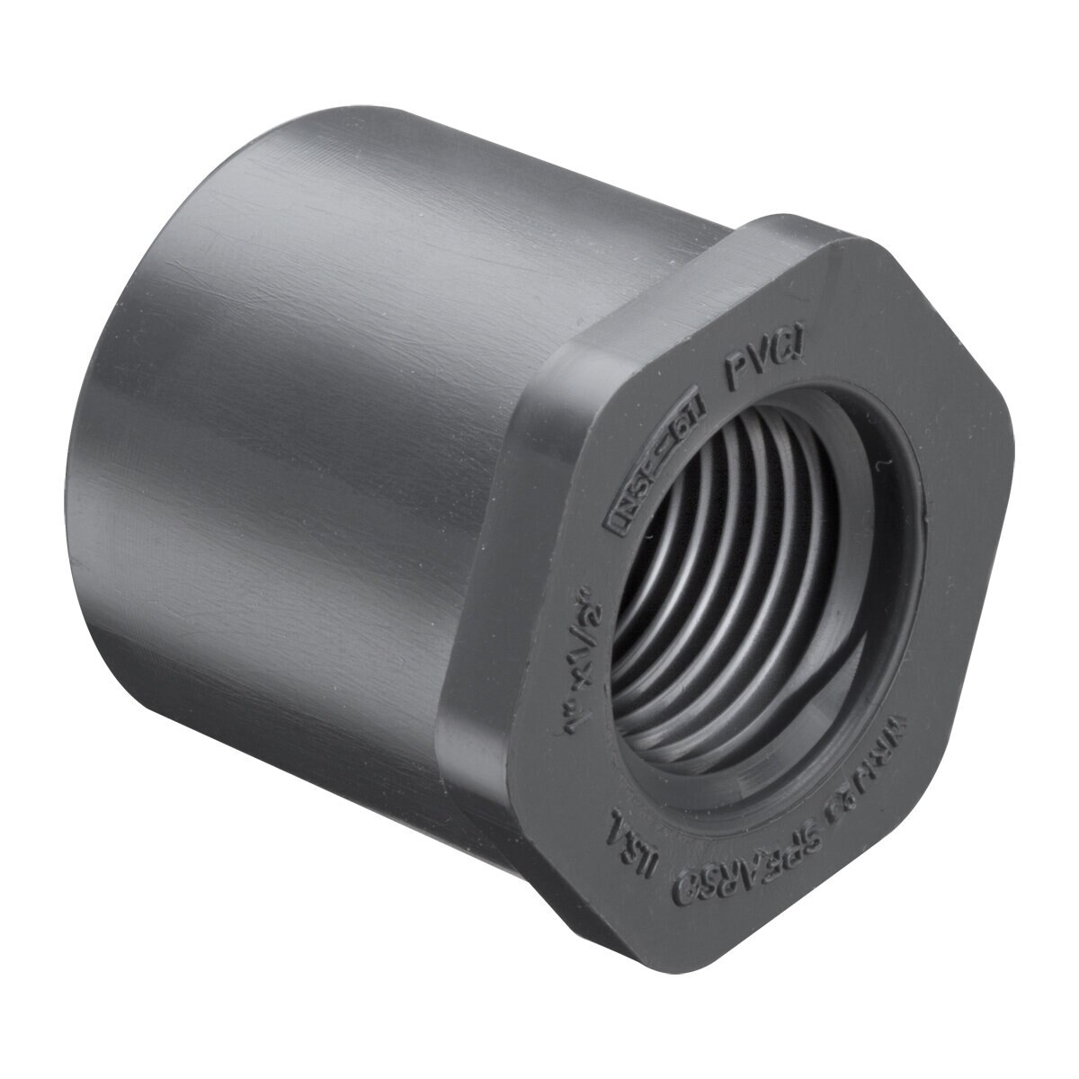 Sch 80 PVC Reducer Bushing Flush Style 1-1/2 in. x 1 in. Spigot x FIPT ...
