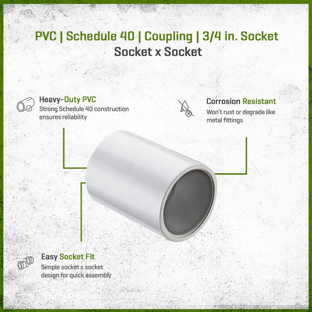 Sch 40 PVC Coupling 3/4 in. Socket | SiteOne US