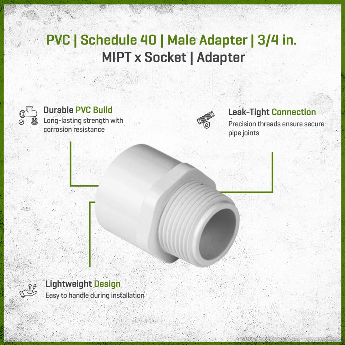 Sch 40 PVC Male Adapter 3/4 in. MIPT x Socket | SiteOne US