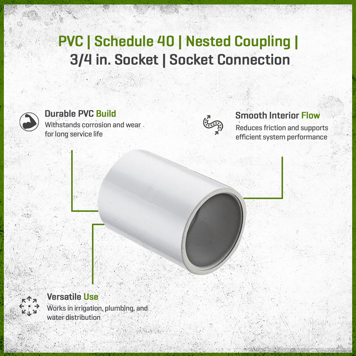 Sch 40 PVC Nested Coupling 3/4 in. Socket | SiteOne US
