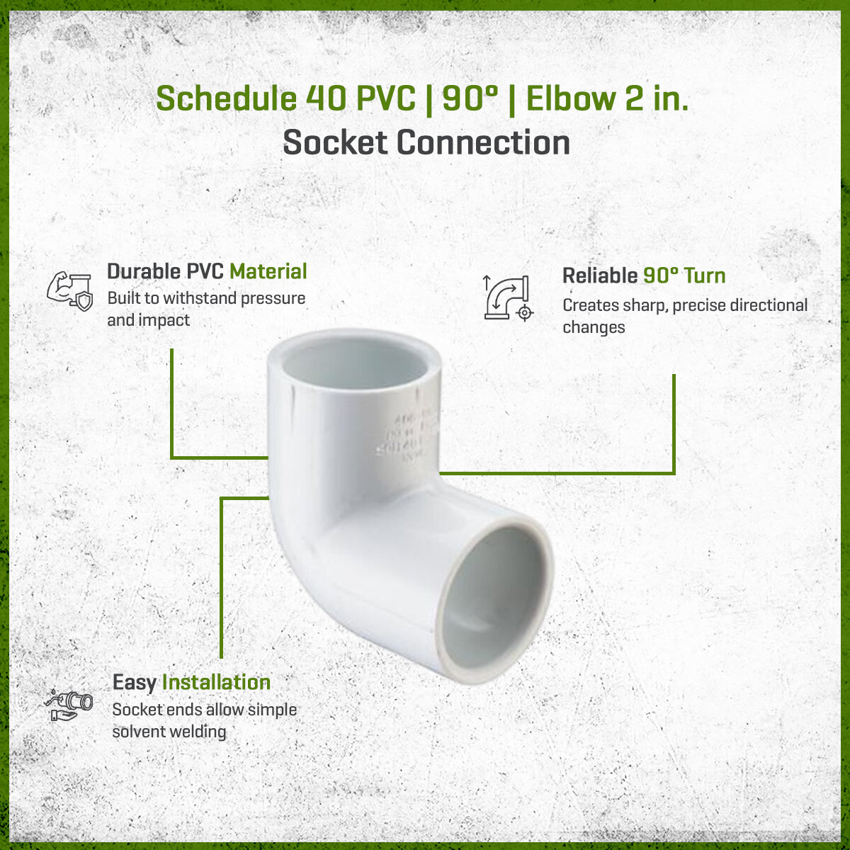 Sch 40 PVC 90 Degree Elbow 2 in. Socket | SiteOne US