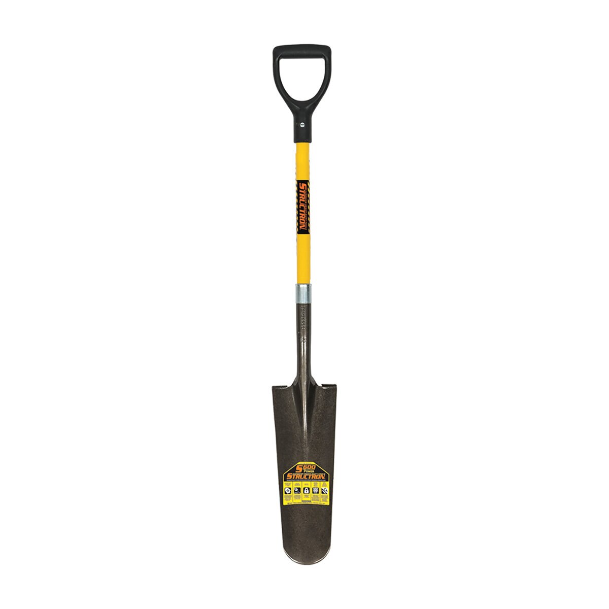 Drain Spade 16 in., 14 Ga., Hollow Back, Front Step, Yellow D-Grip ...