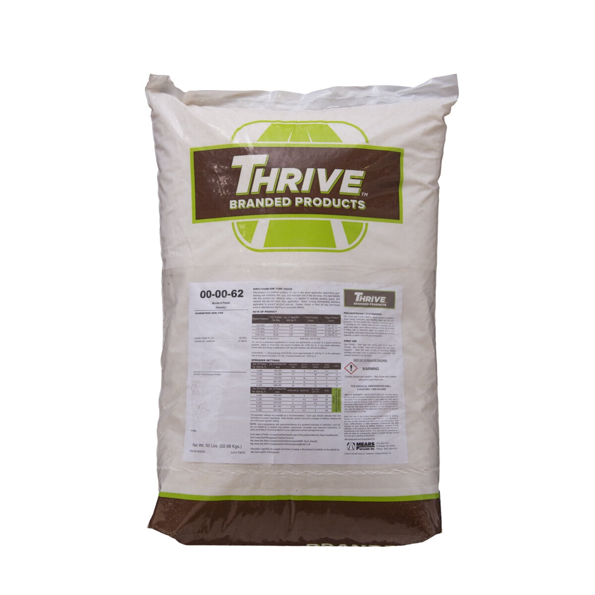 THRIVE Fertilizer 0-0-62 100% Muriate of Potash (MOP) 50 lb. Bag | SiteOne