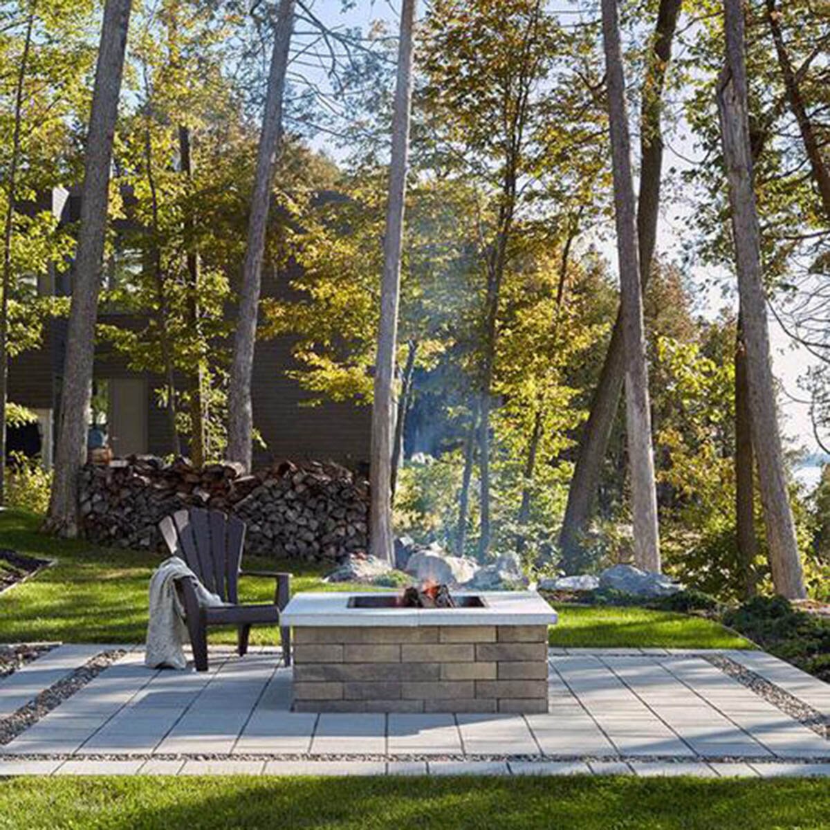 Techo-Bloc Raffinato/Brandon Rectangular Fire Pit w/ Push Button ...