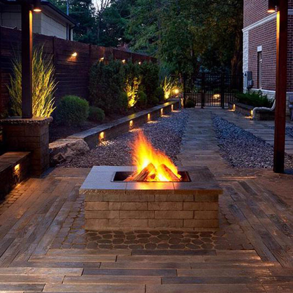 Techo-Bloc Raffinato/Brandon Rectangular Fire Pit w/ Push Button ...