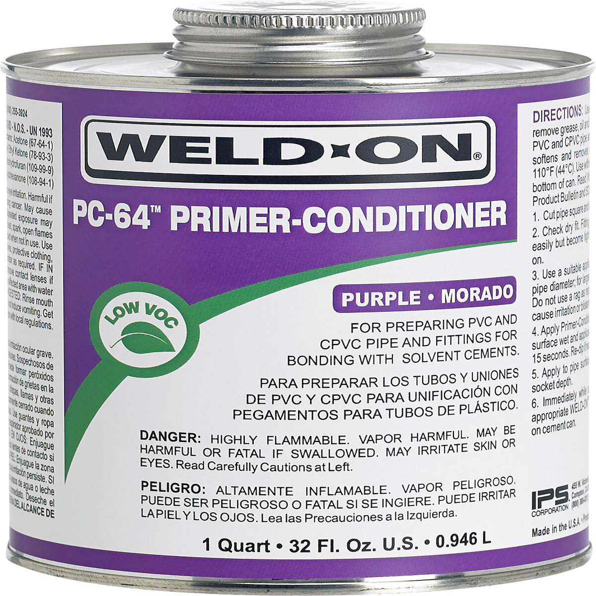 Weld-On PC-64 Purple Primer Cleaner Low VOC NSF 1/2 pt | SiteOne US