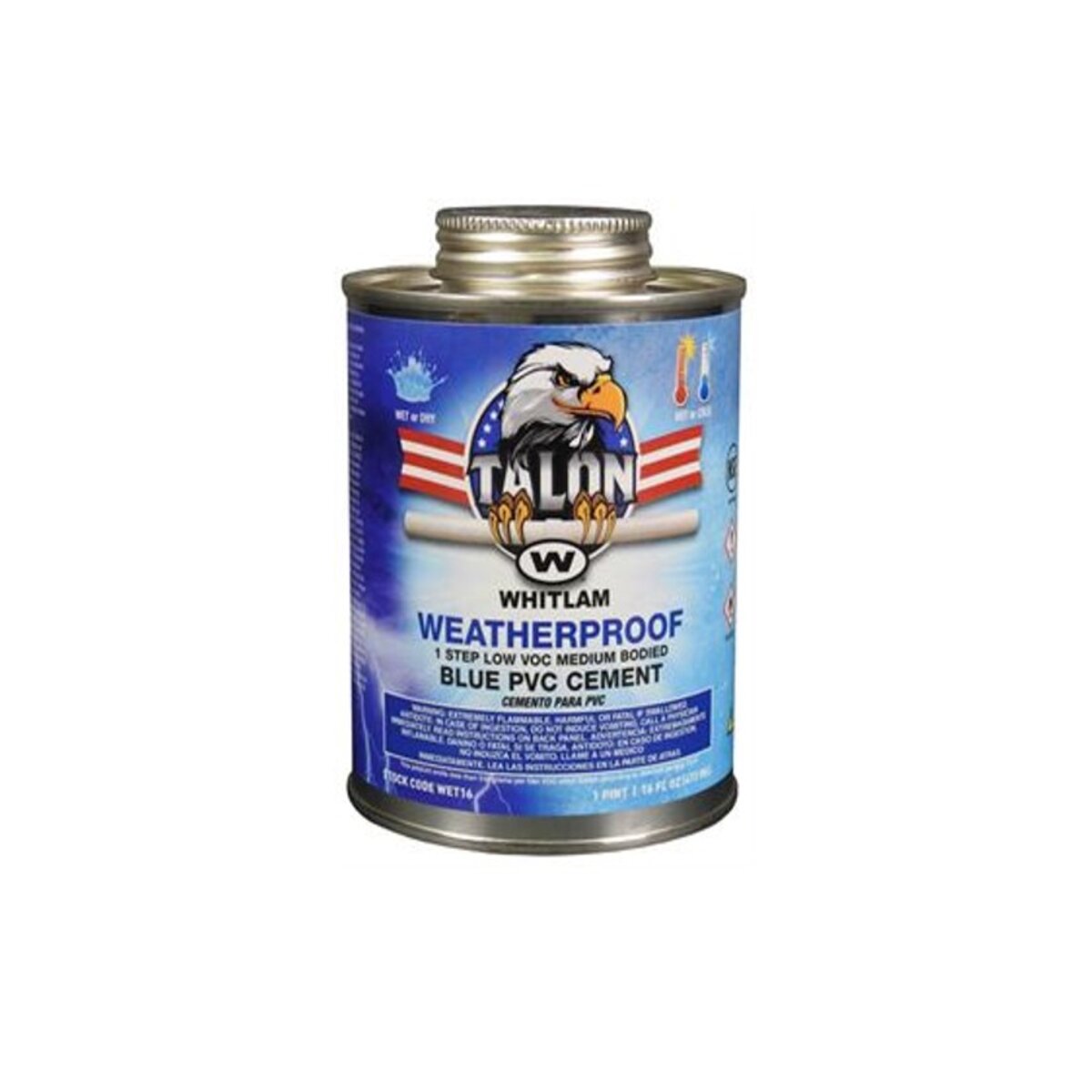 Whitlam Talon Weatherproof Blue Medium Bodied Low VOC PVC Cement 1 qt ...