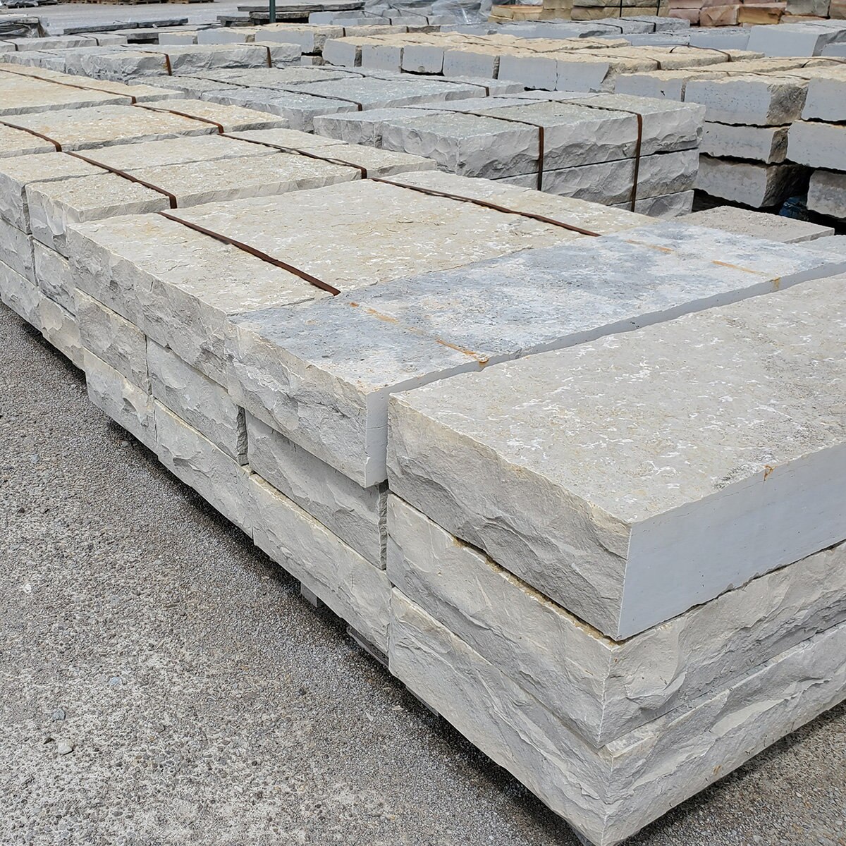 Step Lannon Buff Limestone Rockface 3 Sides 6 in. x 18 | SiteOne