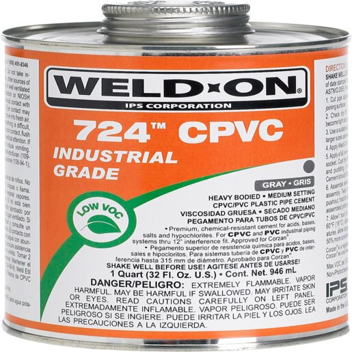Weld-On 724 Gray PVC Cement Low VOC Medium Body 1 qt. | SiteOne