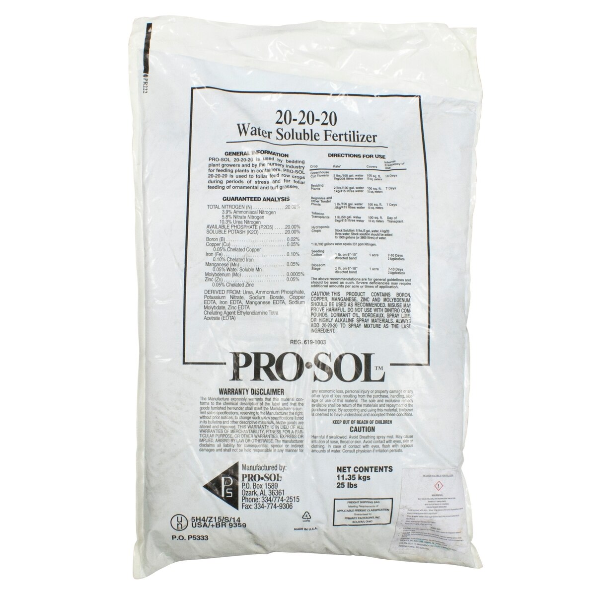 Pro-Sol Soluble Fertilizer 20-20-20 25 lb. | SiteOne