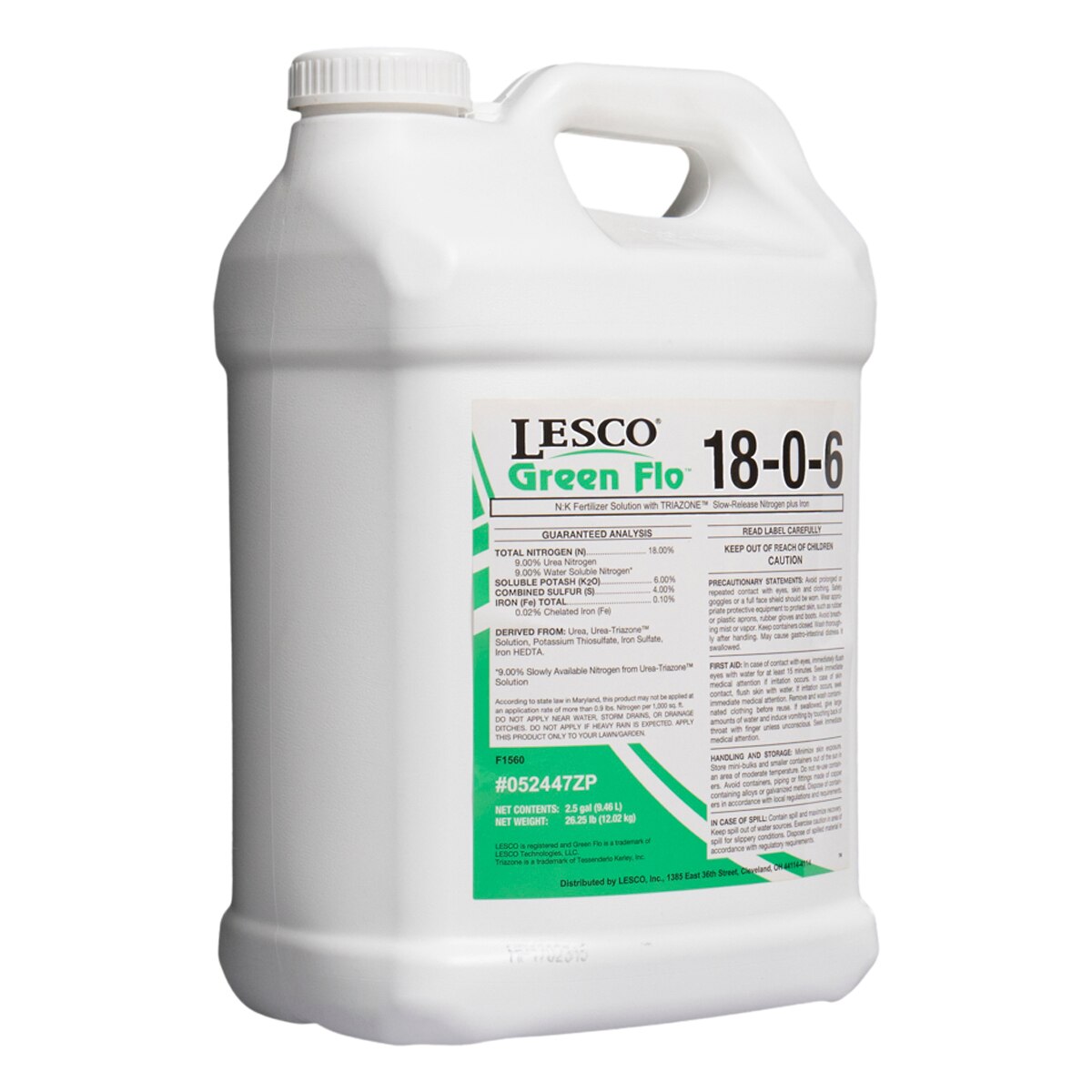 LESCO Green Flo Liquid Fertilizer 18-0-6 50% CRN 0.1%Fe 2.5 gal ...